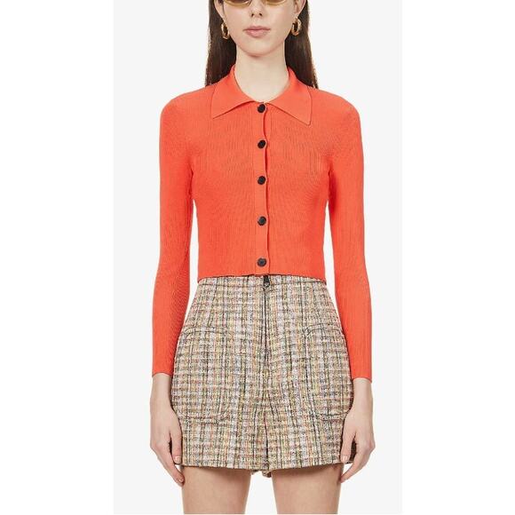 Sandro | Sweaters | Sandro Francoise Cropped Cardigan With Shirt Collar ...